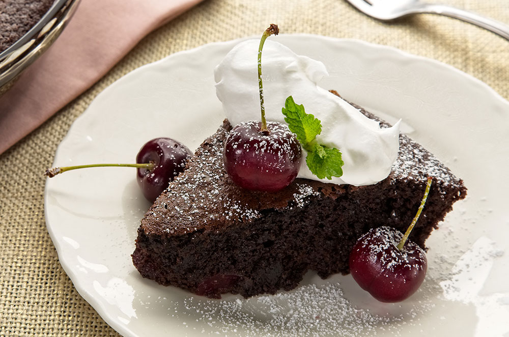 Flourless Chocolate Cherry Stout Clafoutis