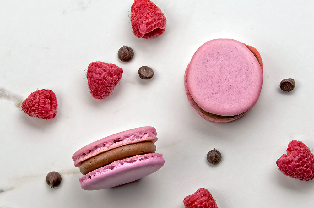 Dark Chocolate Raspberry Macarons